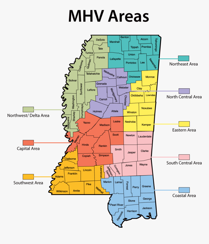 Map Of The Mhv Areas - Natural Resources Of Mississippi, HD Png ...