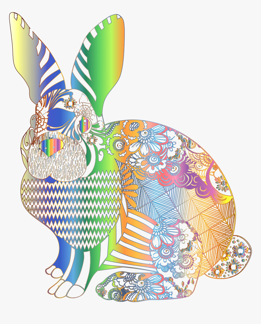 Chromatic Floral Rabbit No Background Clip Arts - Easter Picture No ...