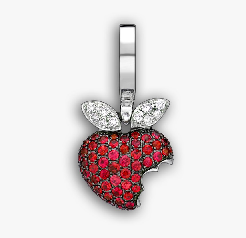 White Gold & Ruby Baby Bitten Apple Art Charm - Locket, HD Png Download ...