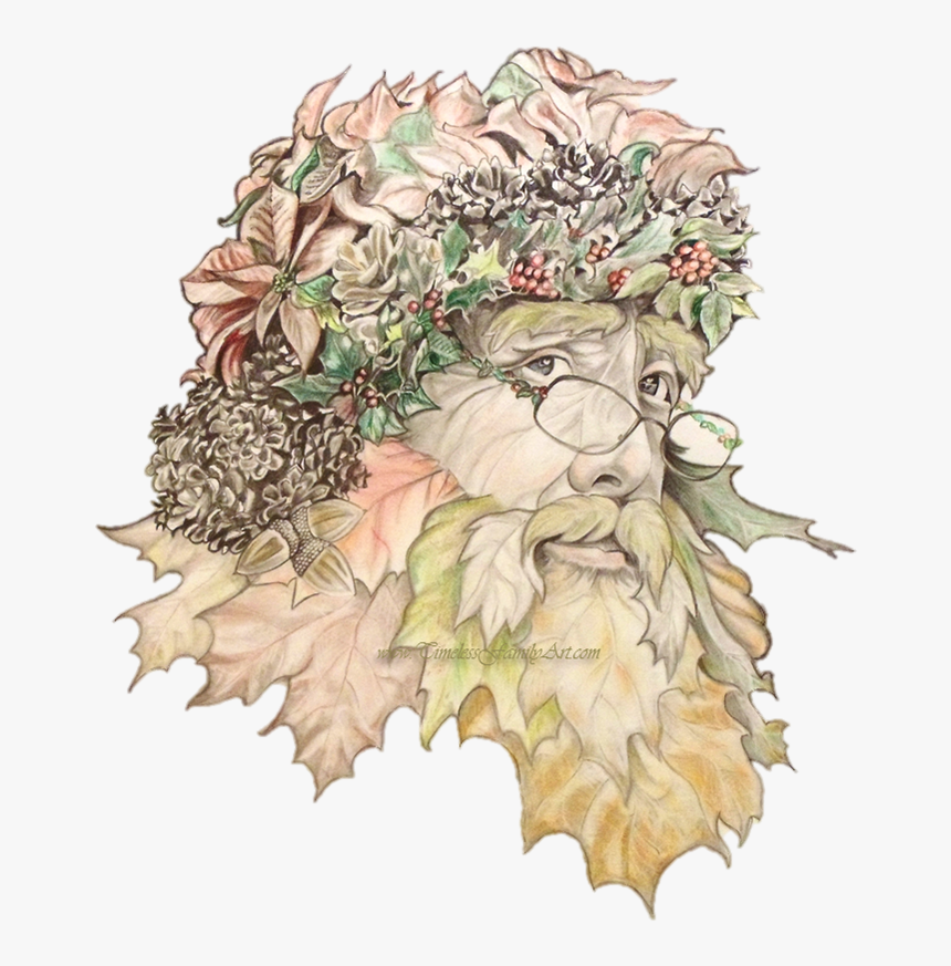 A Colored Pencil Drawing Of Our Autumn Santa - Illustration, HD Png ...