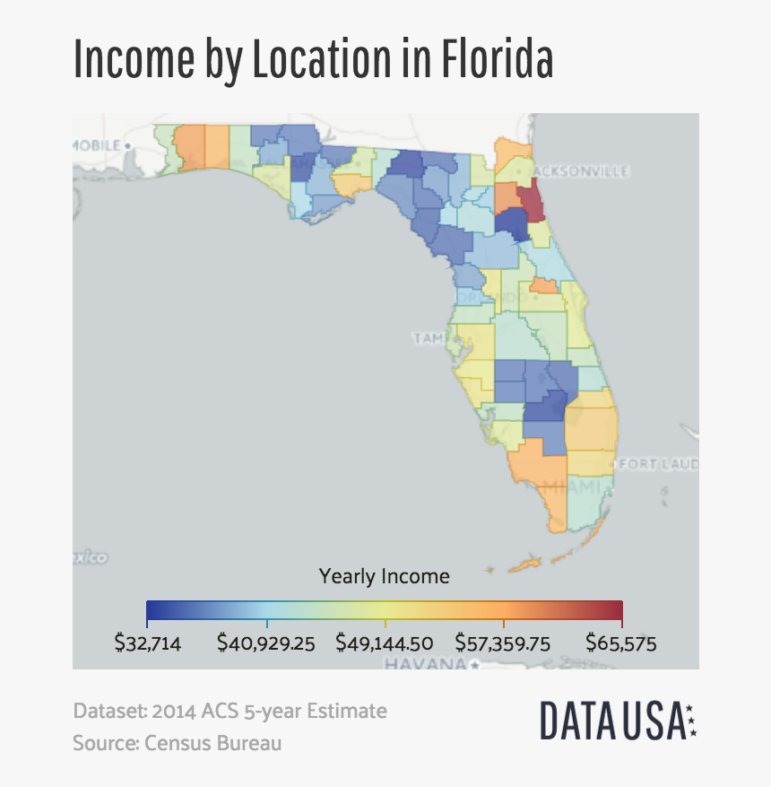 Transparent Florida Map Clipart - Income By Location Florida, HD Png ...