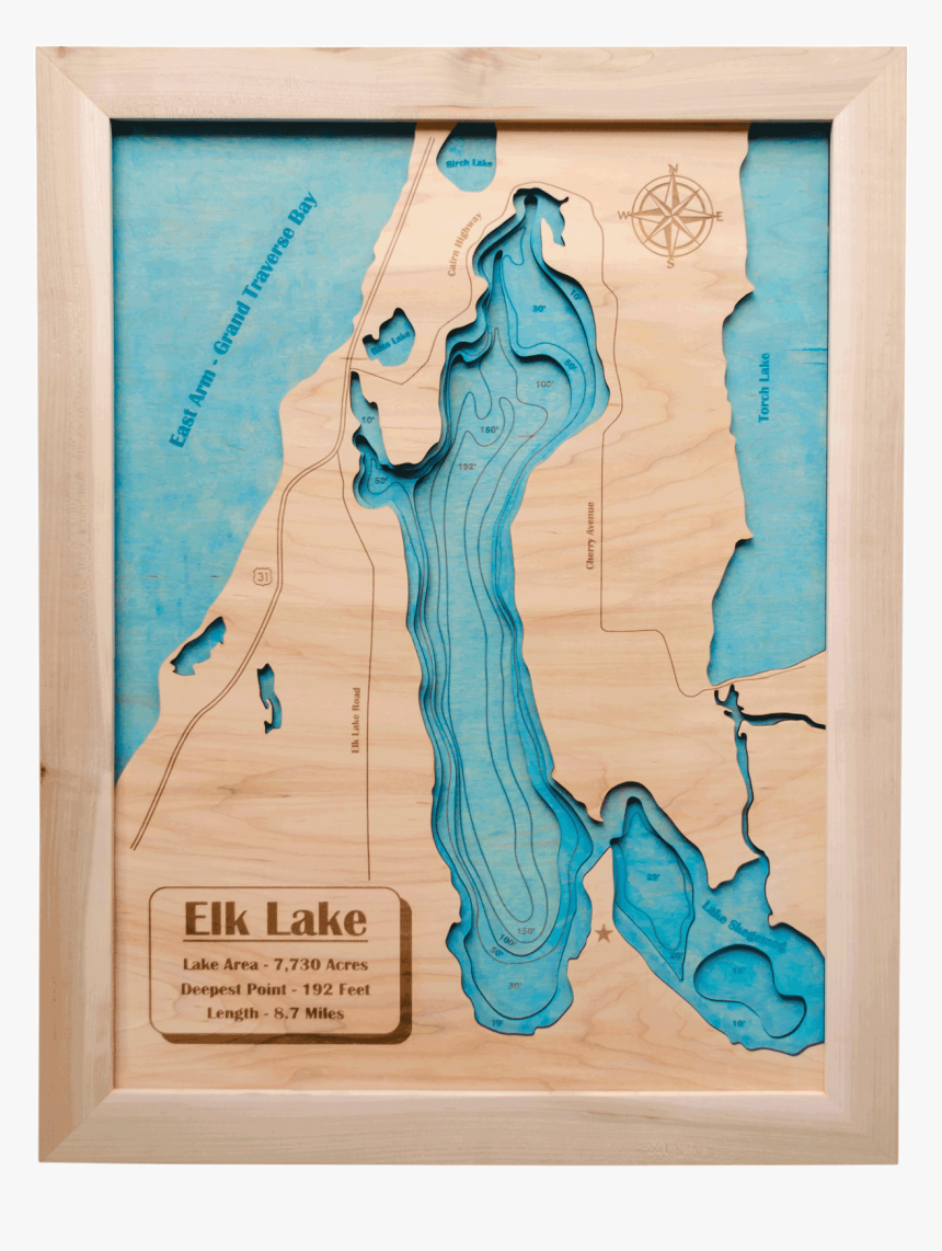 Elk Lake 3d Map - Depth Map Elk Lake Michigan, HD Png Download ...