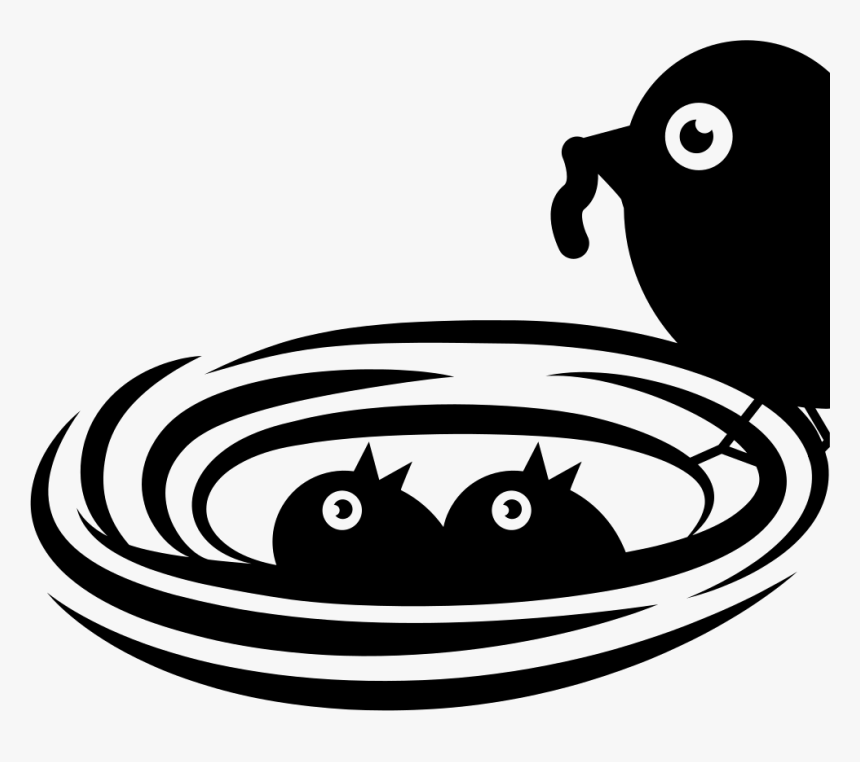 Newborn Birds In Nest Being Nourished By Mother Bird - Birds Nest Icon ...