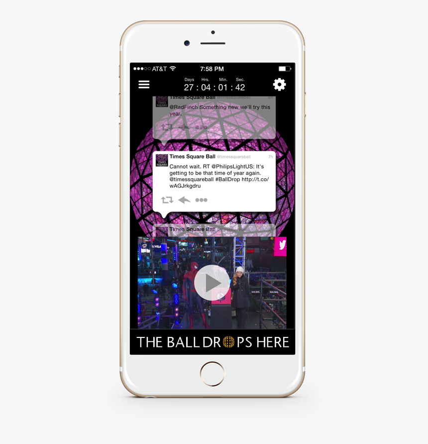 Ball App Iphone - Time Square App, HD Png Download , Transparent Png ...