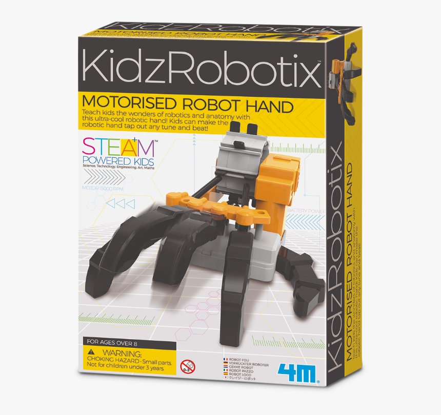 Motorised Robot Hand Kit - Motorized Robotic Hand Kidzrobotix, HD Png ...