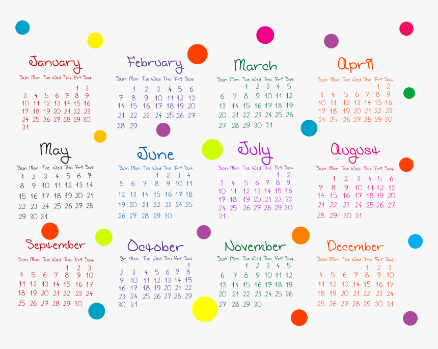 Transparent Colorful 2016 Calendar Png Image - Circle, Png Download ...