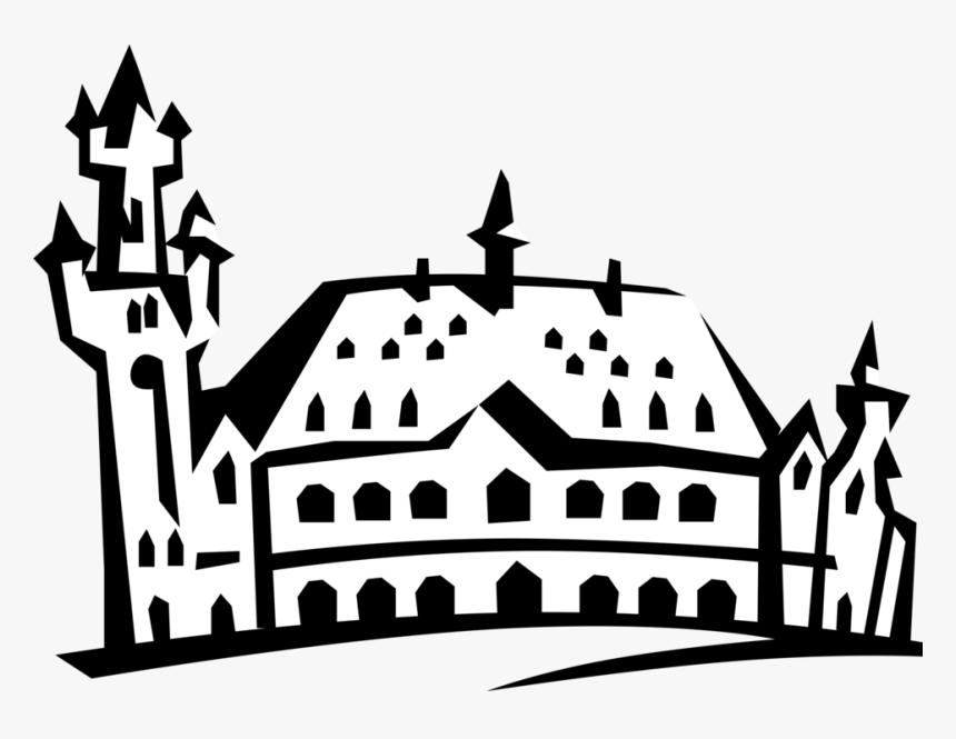 Vector Illustration Of Fortified European Castle Structure, HD Png ...