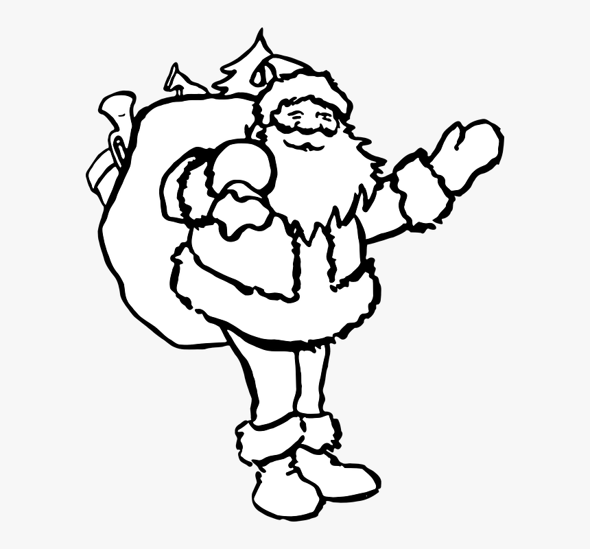 Santa Claus Black And White Clipart