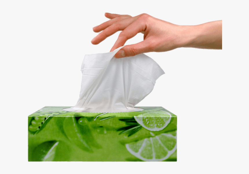 Facial Tissues Hand At Box - Paper Tissue, HD Png Download ...