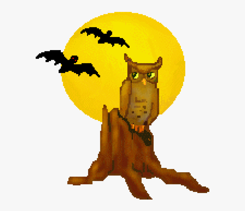 Tree Stump Bats And Moons Free Owls Clip Art Halloween, HD Png Download ...