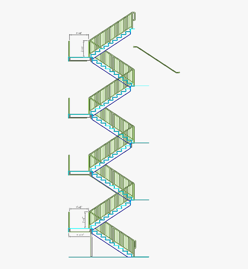 U Shaped Stairs In Section, HD Png Download , Transparent Png Image ...