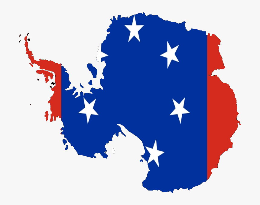 Antarctica Map With Flag - Blue With White Stars Flag, HD Png Download ...