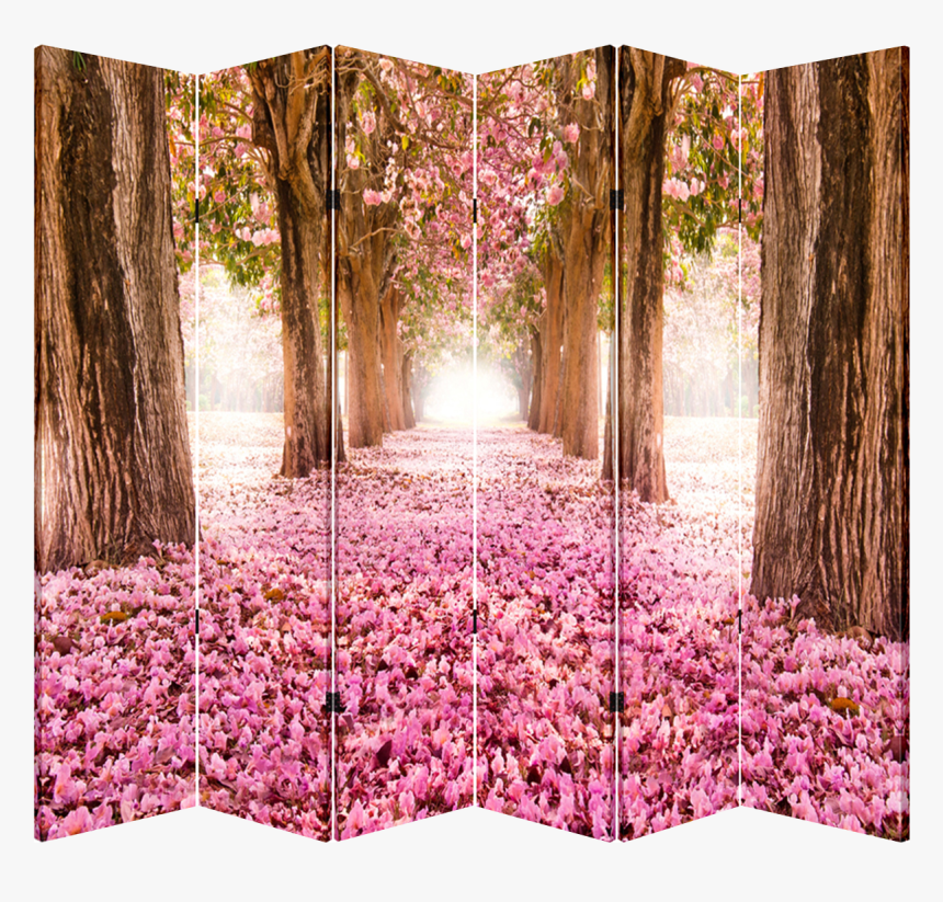 6 Panel Folding Screen Room Canvas Divider- Pink Pathway, HD Png ...