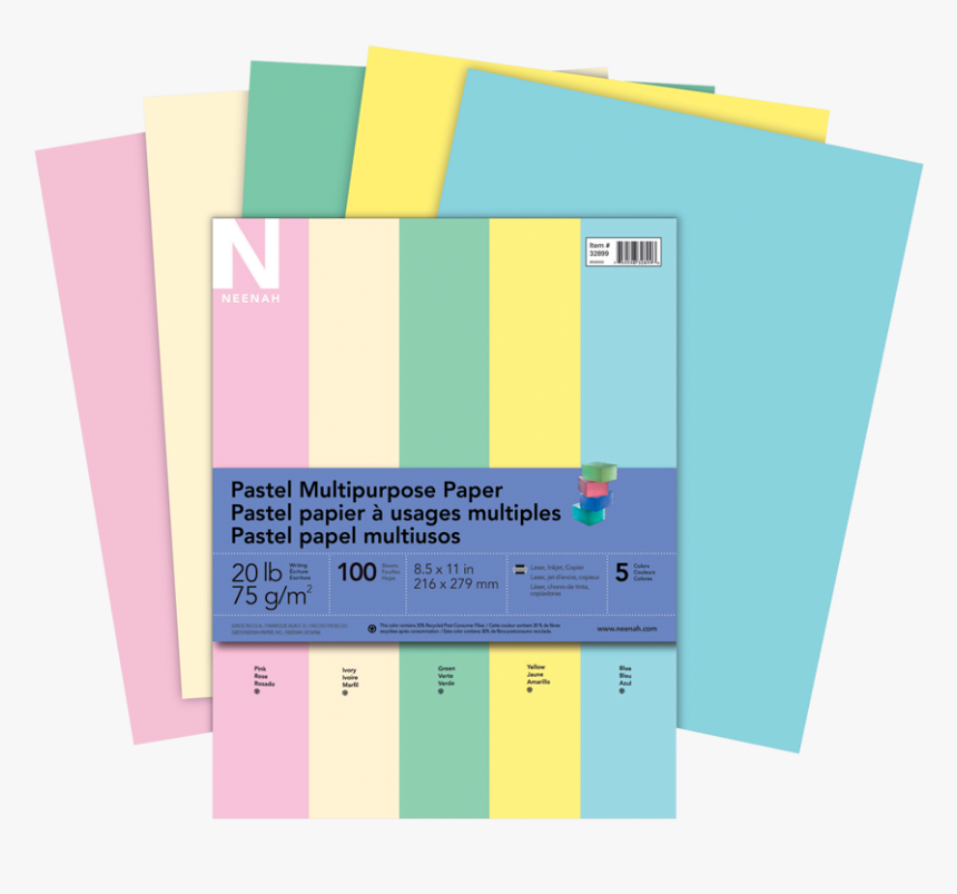Neenah Pastel Multipurpose Assorted Colour Paper , - Paper, HD Png ...