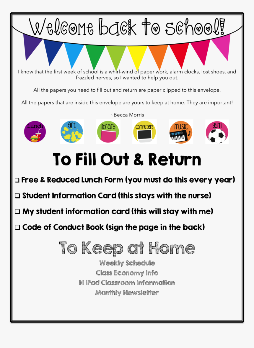 First Day Of School Letter Home To Parents - Back To School Letter ...