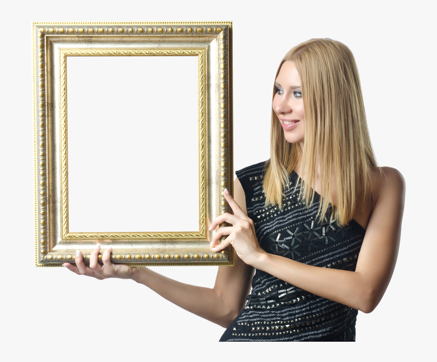 Woman Holding Frame - Woman Holding A Picture Frame, HD Png Download ...