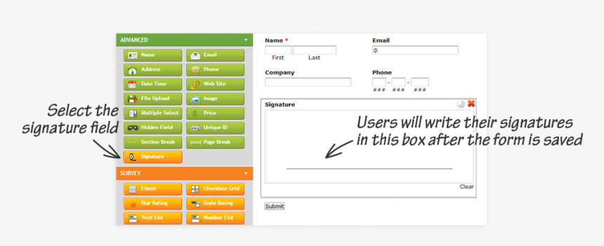 Select The Signature Field, Users Will Write Their - Online Form ...