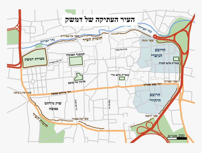 Photo Credits - Wikimedia - Map Of Old Damascus, HD Png Download ...