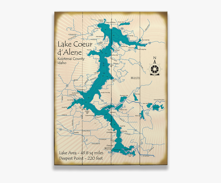 Lake Coeur D Alene Map, HD Png Download , Transparent Png Image - PNGitem