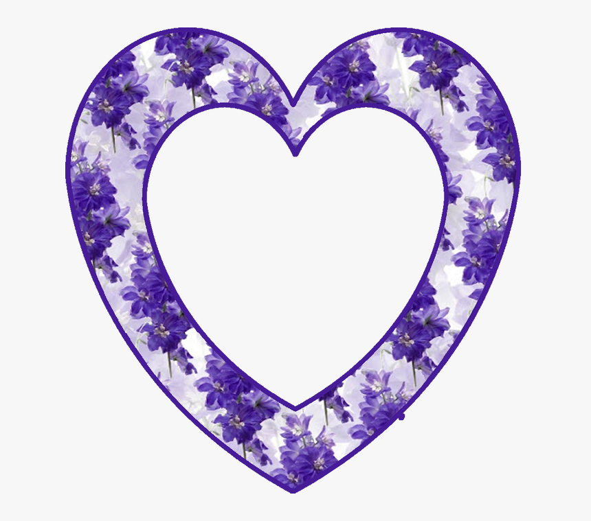Floral Heart Purple Hearts, Heart Frame, Diy Craft - Heart, HD Png ...