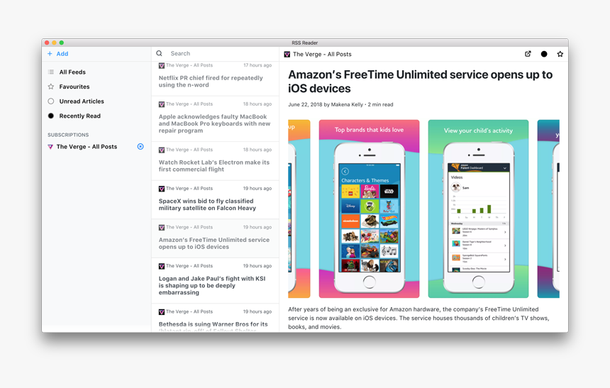Simple Rss Reader Made Using Atom Electron And Vue - Freetime App Ios, HD Png Download ...