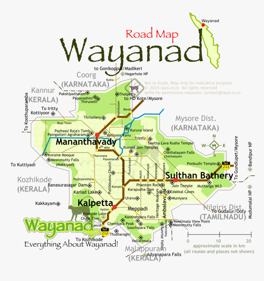 Wayanad District Road Map For The Main Tourist Circuits - Wayanad ...