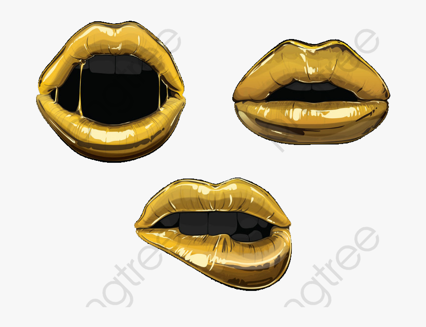 Transparent Gold Lips Clipart - Gold Transparent Lips, HD Png Download ...