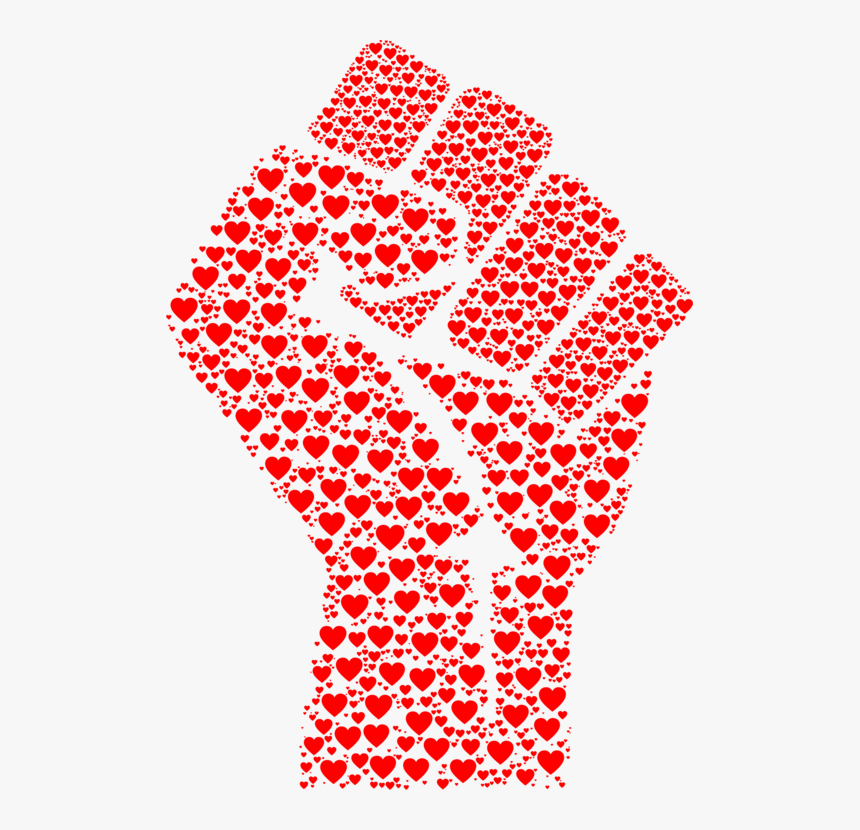Raised Fist Love Fist Bump Hand Heart - Colorful Fist, HD Png Download ...