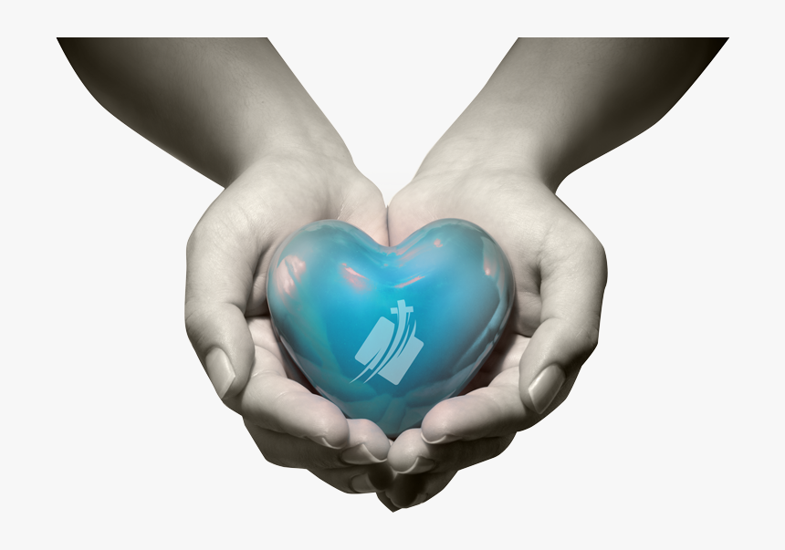 Hands Holding Out A Blue Cyan Turquoise Heart With - Dil Image In Hand ...