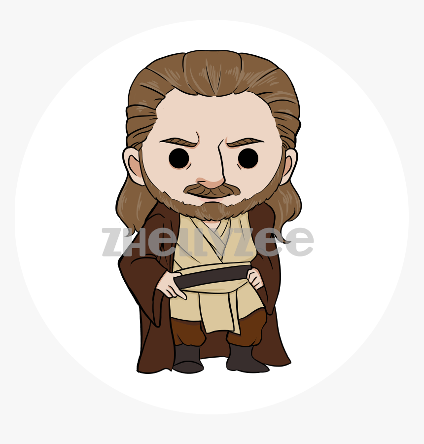 Qui Gon Jinn Cartoon, HD Png Download , Transparent Png Image - PNGitem