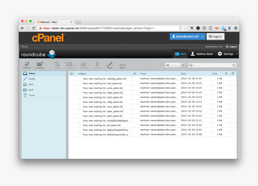 The User Sees Their Inbox - Cpanel Webmail, HD Png Download ...
