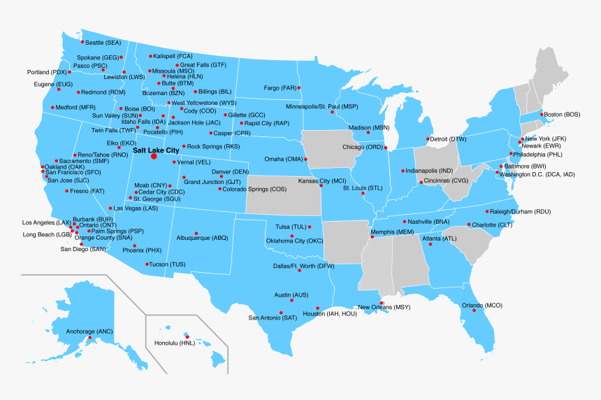 Slc Airport Nonstop Map 2014 - Us Governors Map 2008, HD Png Download ...
