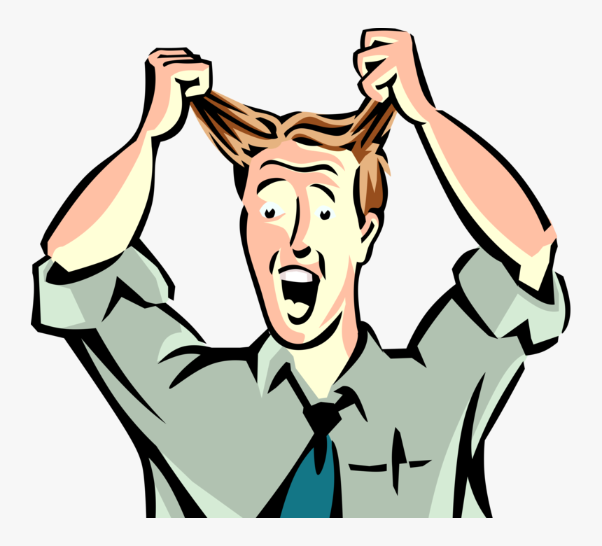 Vector Illustration Of Frustrated Businessman Reacts - Man Pulling His ...