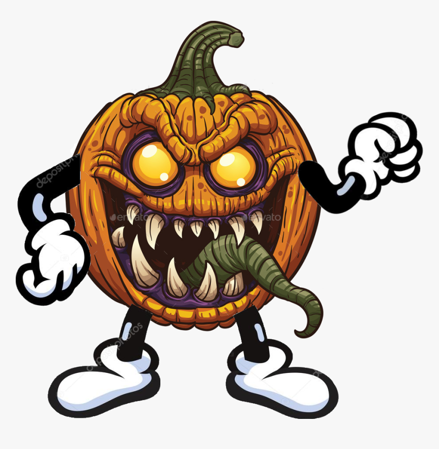Calabaza Monster - Halloween Cartoon Scary Pumpkin, HD Png Download ...
