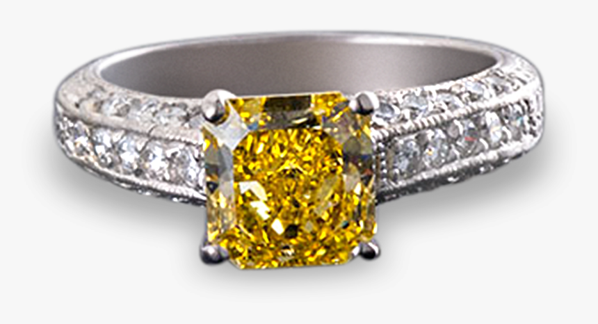 Fancy Vivid Yellow Diamond Ring, - Pre-engagement Ring, HD Png Download ...