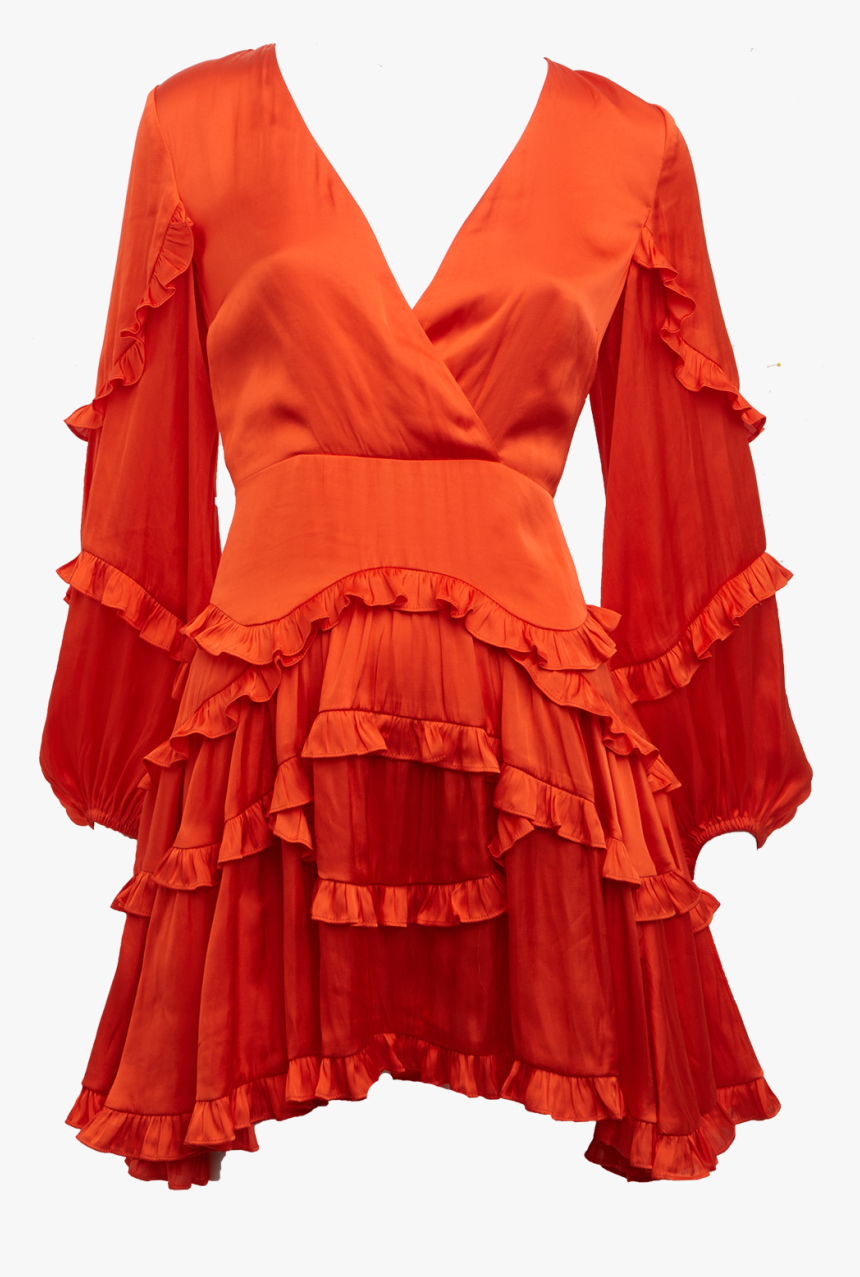 Nala Frill Dress In Colour Spicy Orange - Ruffle, HD Png Download ...