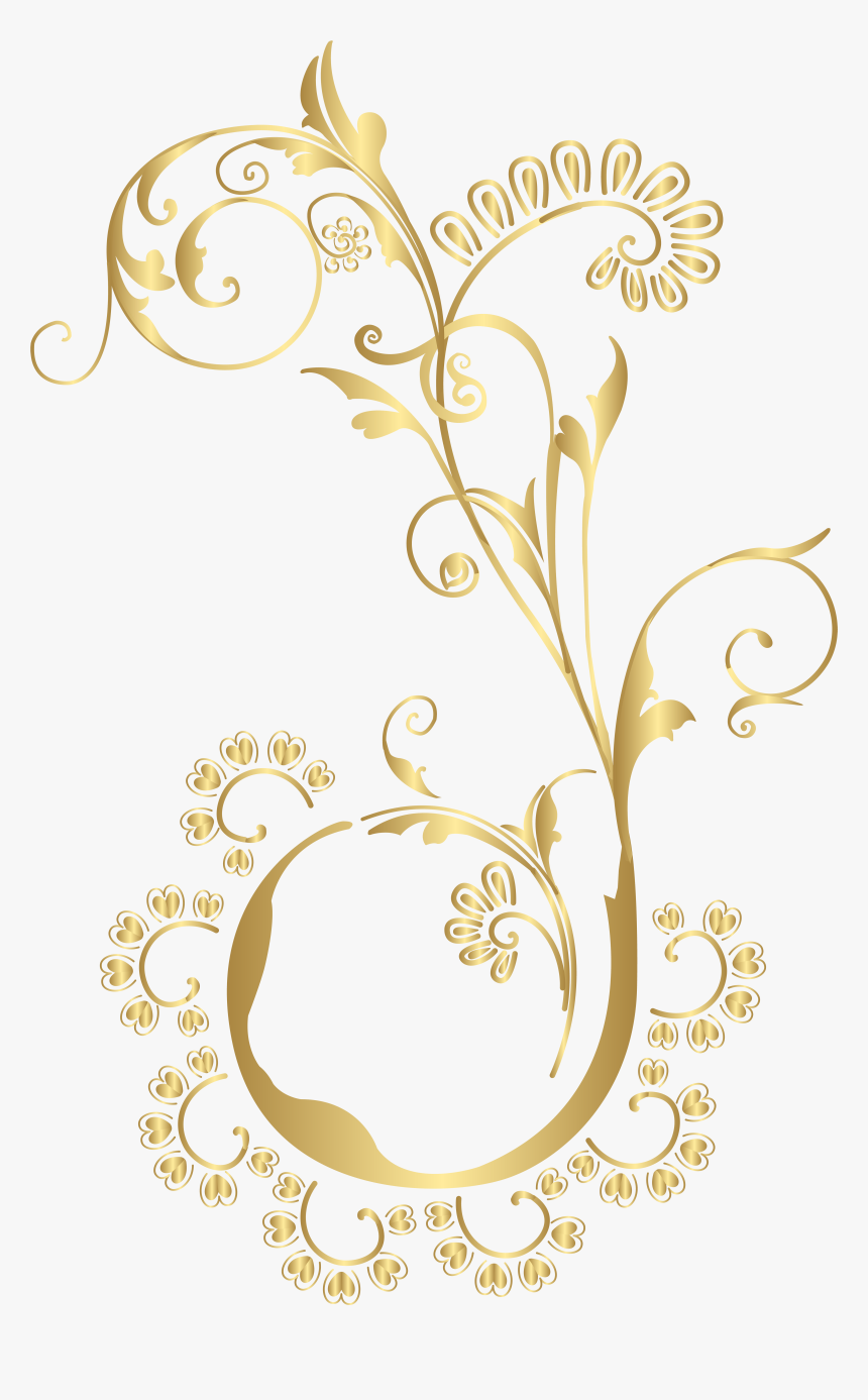 Floral Element Clip Art - Gold Floral Png, Transparent Png ...