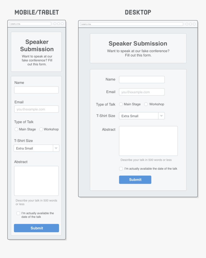 Mobile And Desktop Web Page Mockups With Several Form - Html Form ...