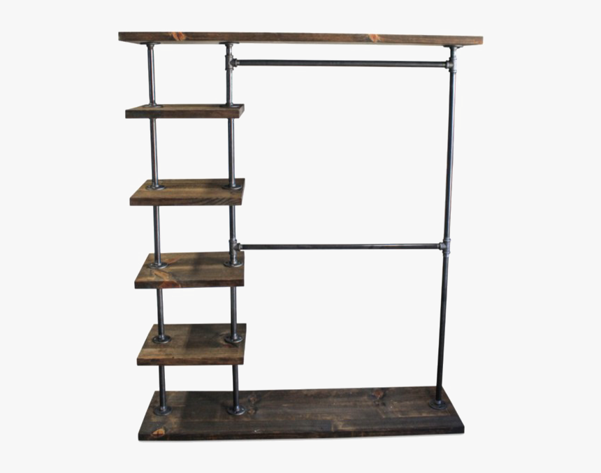 Rack Png Transparent Background - Industrial Clothing Rack With Shelves ...