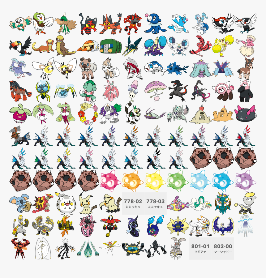 778 02 778 03 ミッキユ 801 01 802 00 マギアナマ シャドー Pokémon - All The Alola ...