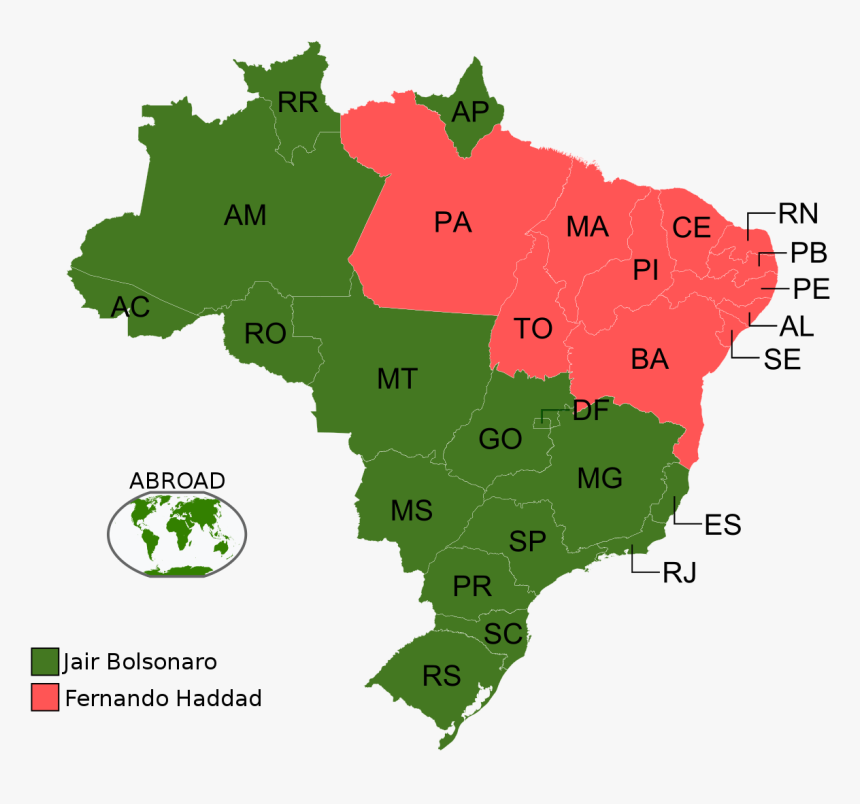 Brazil Election Map 2018, HD Png Download , Transparent Png Image - PNGitem