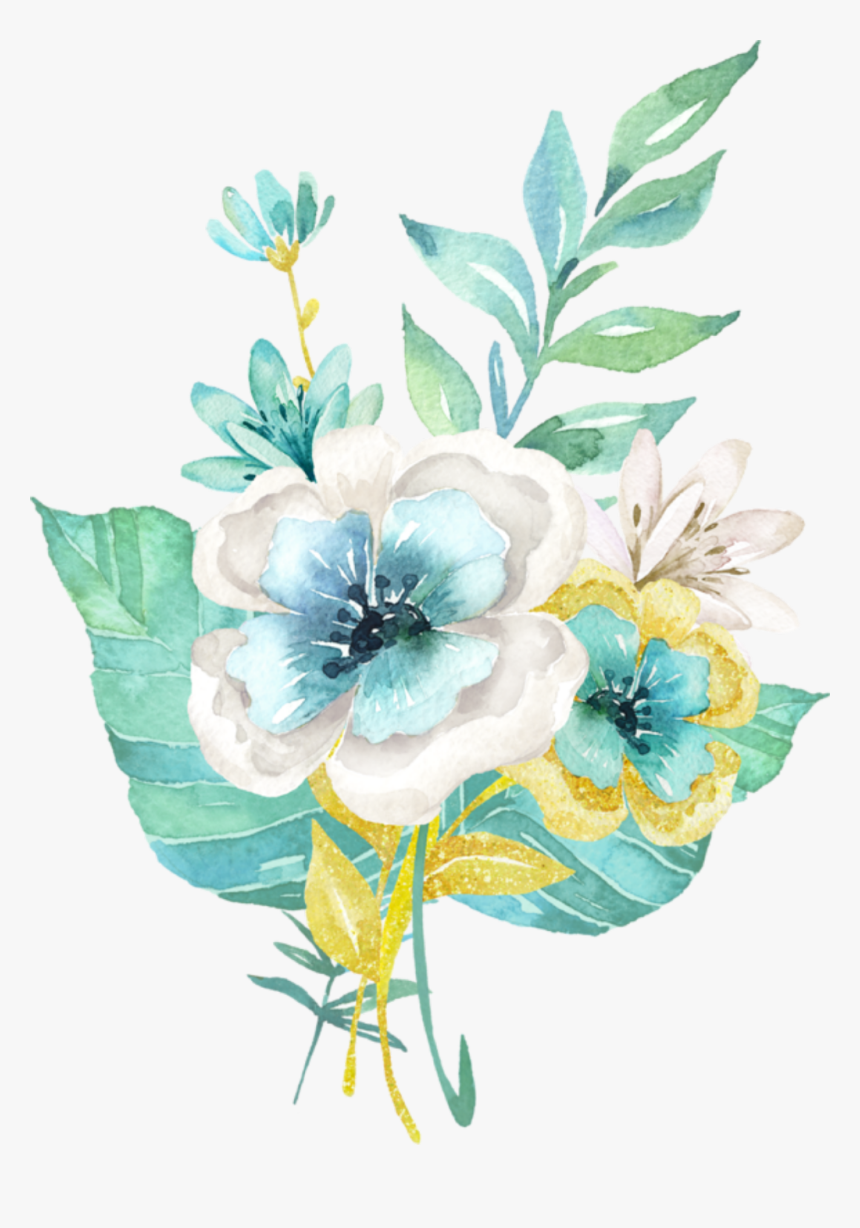 Aqua Mint Flowers Png - Vector Watercolor Flower Png, Transparent Png ...