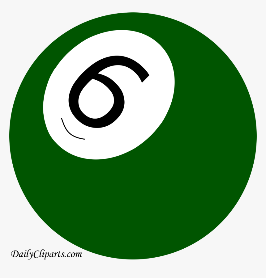 Number 6 Pool Ball Green Color Clipart Icon - Circle, HD Png Download ...