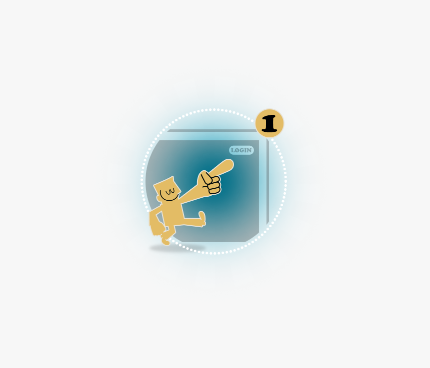 A Yellow Cartoon Man Pointing To A Login Button In - Illustration, HD ...