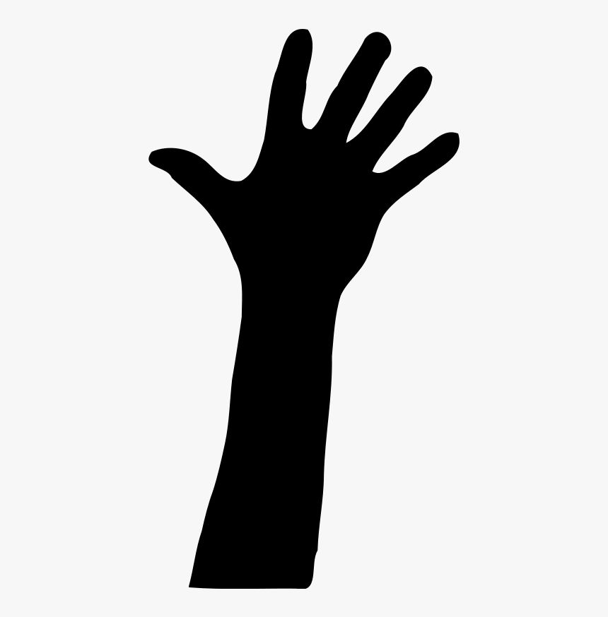 Raised Hand In Silhouette - Clipart Hand Transparent Background, HD Png ...