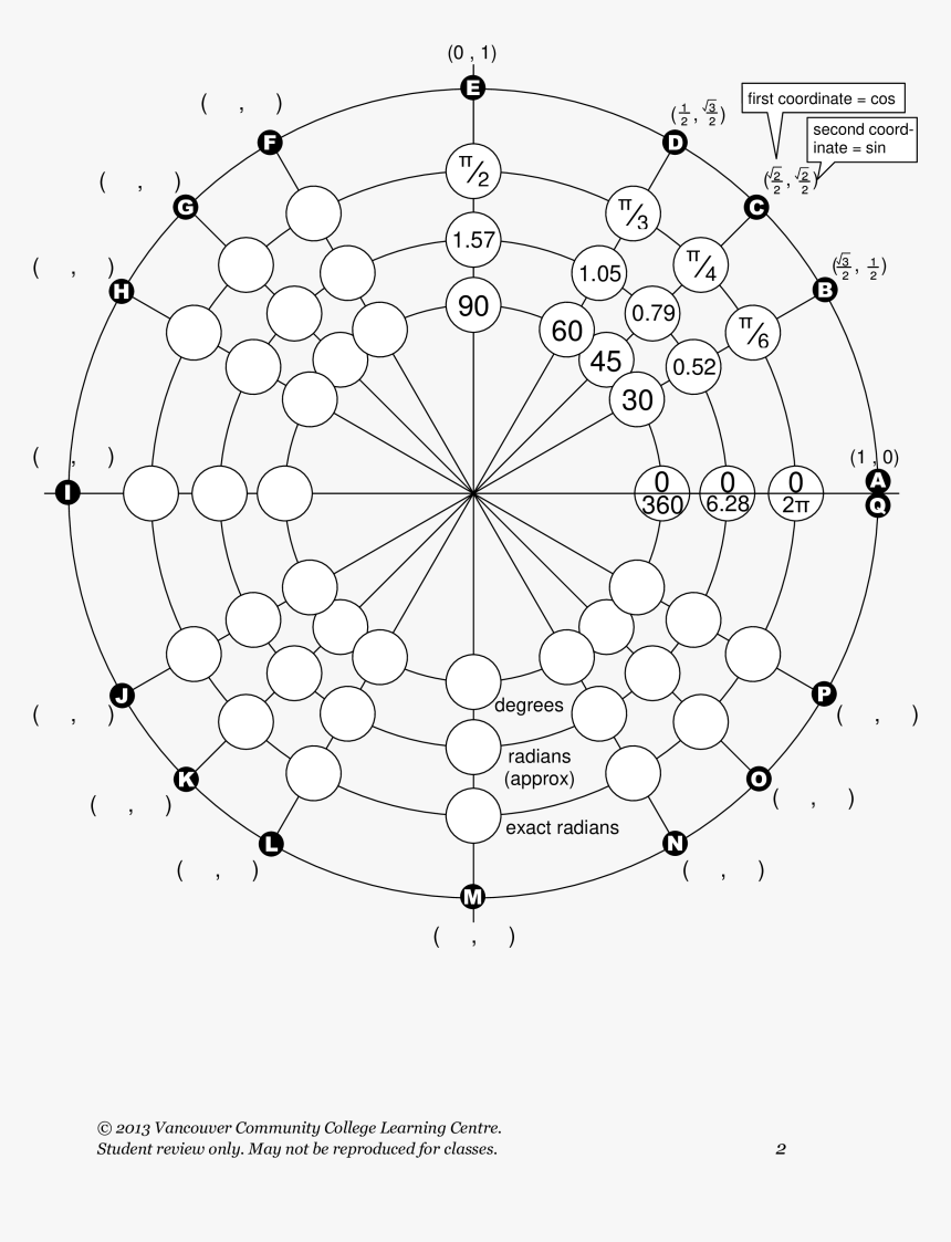 Blank Unit Circle Table