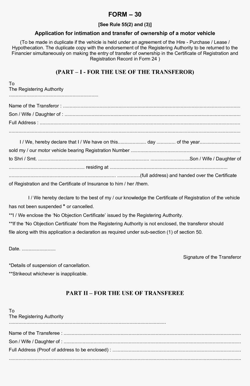 Transfer Of Ownership Of Motor Vehicle, HD Png Download , Transparent ...