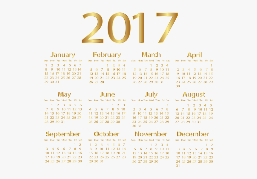 October Calendar 2017 Gold, HD Png Download , Transparent Png Image ...