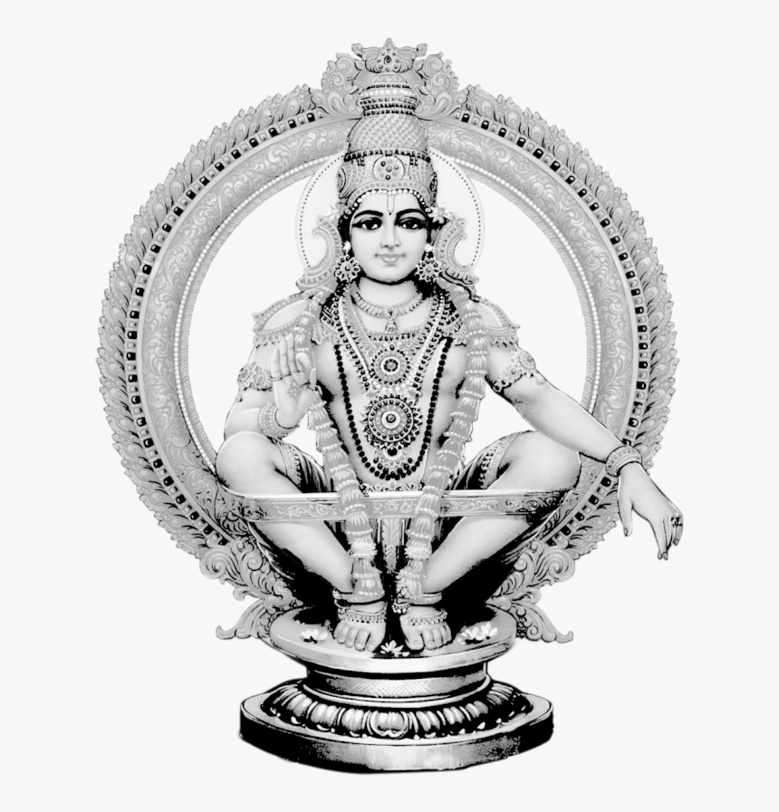 Lord Ayyappa In Black And White Color