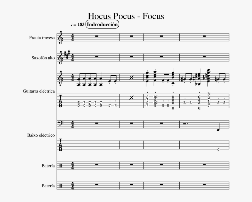 Hocus Pocus Focus Sheet Music, HD Png Download , Transparent Png Image ...